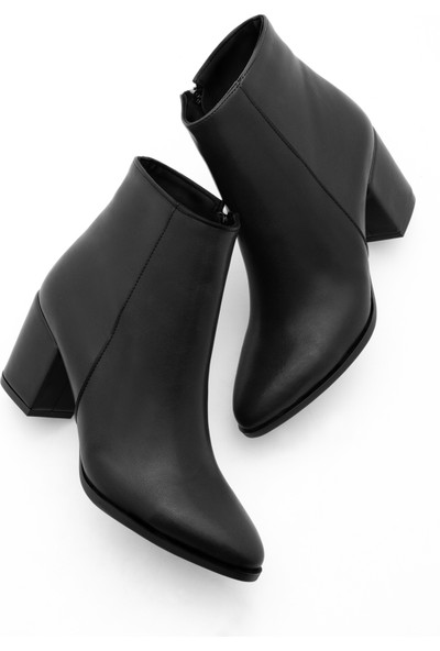 Marjin Kadın Topuklu Bot Sivri Burun Fermuarlı Cerin