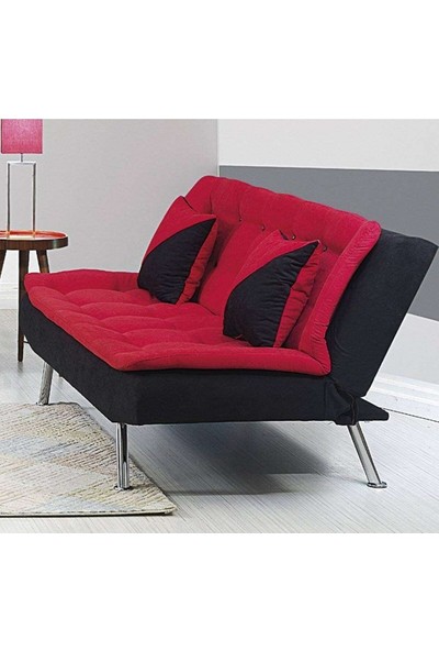 Sadeceonda Peri Kırmızı-Siyah Açılabilir Üçlü Spor Kanepe