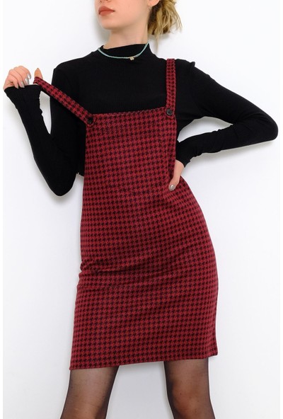 Markaden Yeni Desenli Salopet Elbise Bordo