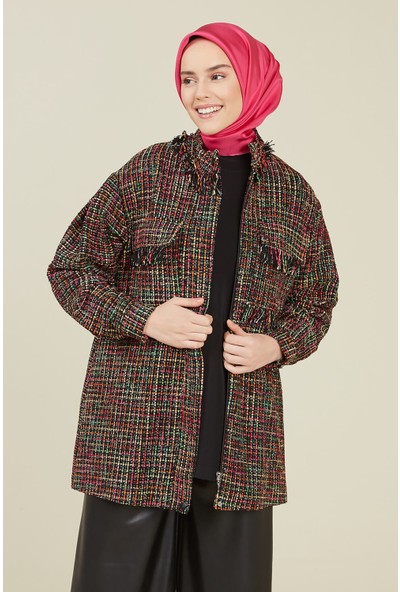 Fuşya Püskül Yaka ve Cep Detaylı Tüvit Kap 2213184 Fuşya Püskül Yaka ve Cep Detaylı Tüvit Kap 2213184