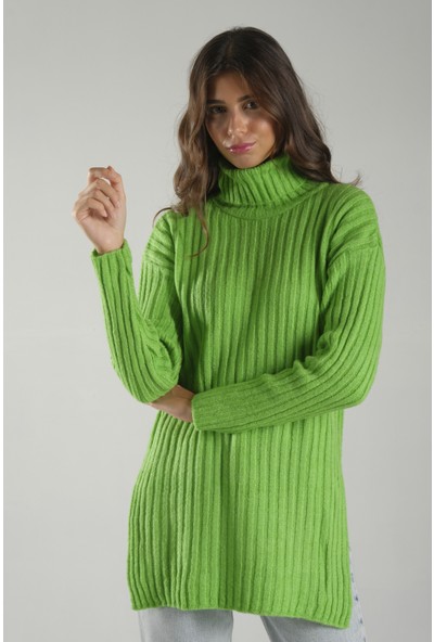 Abbra Kadın Fitilli Tam Balıkçı Yaka Kazak