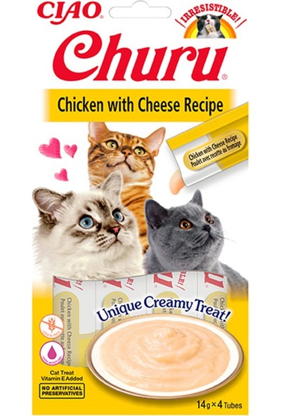 Ciao Churu Cream Tavuklu ve Peynirli Kedi Ödül Kreması 4 x 14 gr