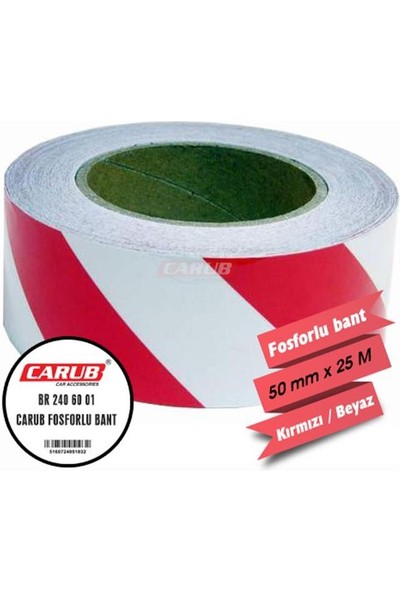 Carub Fosforlu Bant Çapraz 5Cmx25M Kırmızı-Beyaz Br2406001 Carub Fosforlu Bant Çapraz 5Cmx25M Kırmızı-Beyaz Br2406001