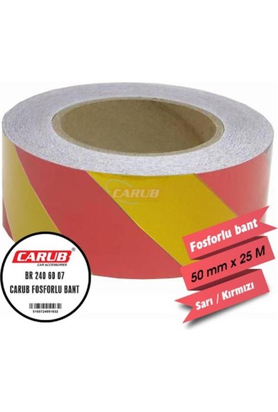 Carub Fosforlu Bant Çapraz 5Cmx25M Sarı-Kırmızı Br2406007 Carub Fosforlu Bant Çapraz 5Cmx25M Sarı-Kırmızı Br2406007