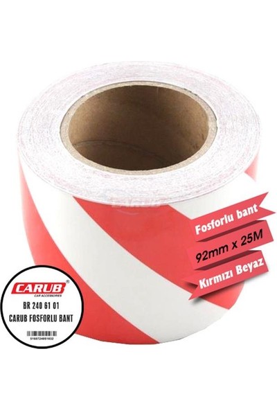 Carub Fosforlu Bant Çapraz 9,2Cmx25M Kırmızı-Beyaz Br2406101 Carub Fosforlu Bant Çapraz 9,2Cmx25M Kırmızı-Beyaz Br2406101