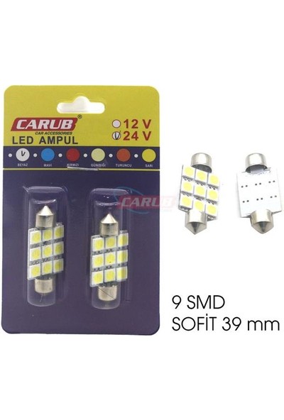 Carub Ampul 12V 9Led Sofit Smd 39Mm Beyaz Br0402214 Carub Ampul 12V 9Led Sofit Smd 39Mm Beyaz Br0402214