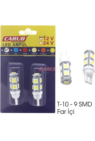 Carub Ampul 12Vt-10 9Led Smd Fariçi Beyaz Br0400231 Carub Ampul 12Vt-10 9Led Smd Fariçi Beyaz Br0400231