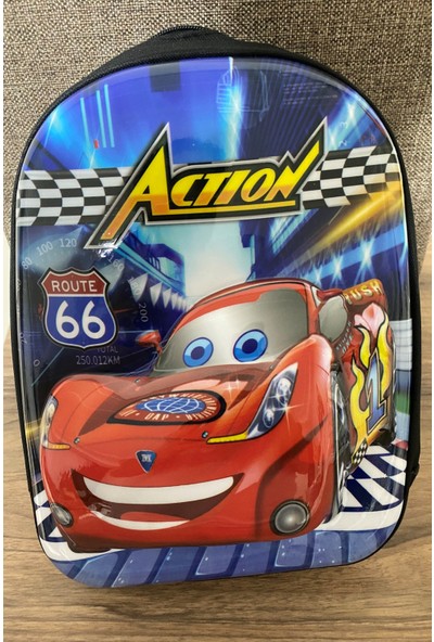 Şehzade Bey Aksesuar Şimşek Mcqueen Baskılı Kabartmalı Erkek Çocuk Sırt Çantası