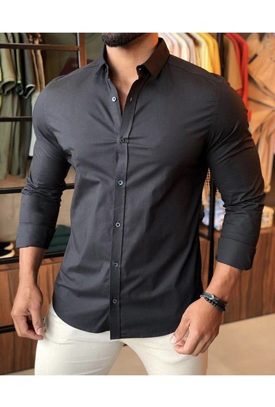 Piola Club Slim Fit Siyah Erkek Gömlek Piola Club Slim Fit Siyah Erkek Gömlek