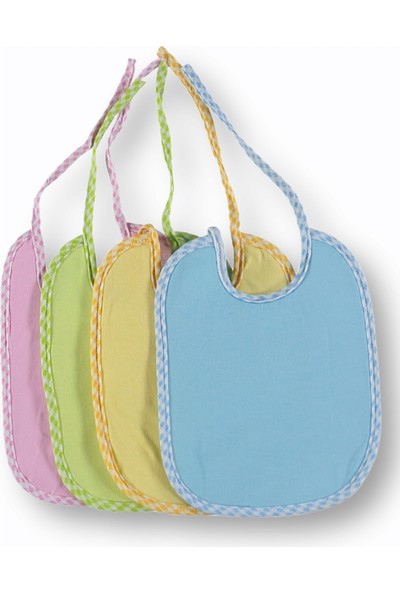 Andifli 4'lü Düz Renk Arkası Muşambalı Bebek Mama Önlüğü 15X20 cm