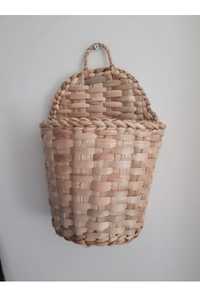 Gülruli Hasır Örme Kapı / Duvar Sepeti