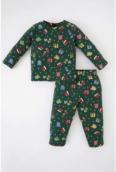 DeFacto Erkek Bebek Regular Fit Bisiklet Yaka Uzun Kollu 2li Ribana PIJAMA Y4056A222WN DeFacto Erkek Bebek Regular Fit Bisiklet Yaka Uzun Kollu 2li Ribana PIJAMA Y4056A222WN