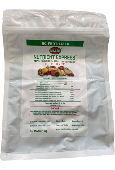 Nutrient Express Harmanlanmış Npk Gübresi 11-41-8+Te 1 kg