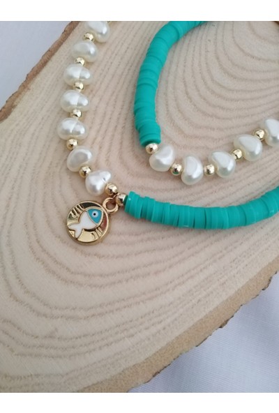 Nas Aksesuar Fimo Inci Kolye ve Bileklik Takımı Nas Aksesuar Fimo Inci Kolye ve Bileklik Takımı