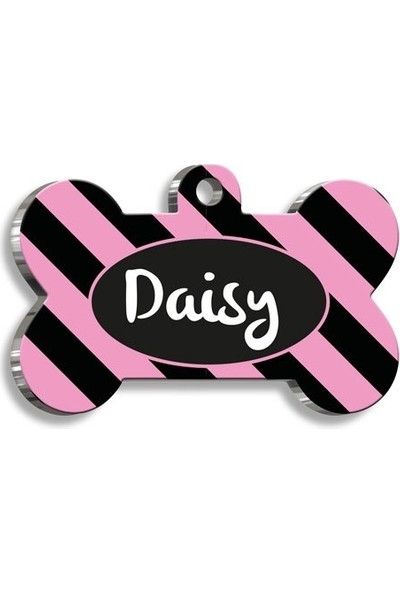 Pembe Siyah Çizgili Desenli Kedi Köpek Künyesi Pembe Siyah Çizgili Desenli Kedi Köpek Künyesi