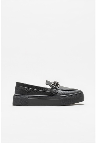 Elle Shoes Siyah Deri Kadın Günlük Loafer Elle Shoes Siyah Deri Kadın Günlük Loafer