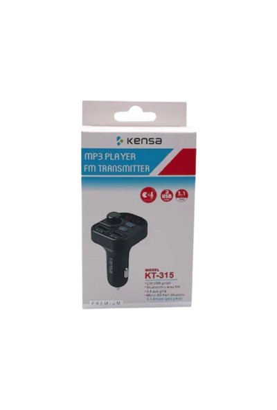 Kensa Eay Orıgınal Kensa KT-315 Bluetooth Araç Kiti Hızlı Şarj, Sd Kart USB Kensa Eay Orıgınal Kensa KT-315 Bluetooth Araç Kiti Hızlı Şarj, Sd Kart USB
