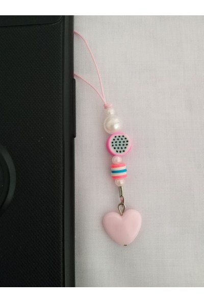 Nas Aksesuar Telefon Süsü Kalpli Mini Pembe