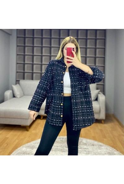 Larisa Collection Şanel Kumaş Oversize Gömlek Larisa Collection Şanel Kumaş Oversize Gömlek