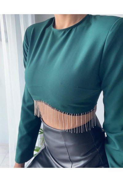 Ello Zincir Detaylı Taşlı Bluz