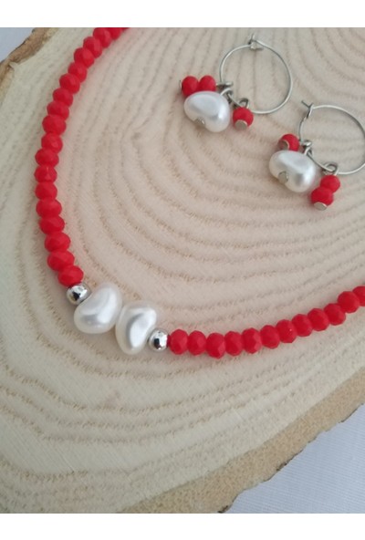 Nas Aksesuar Kristal Boncuk Kolye ve Küpe Takımı