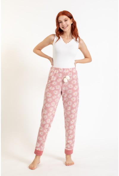 Pemilo Kadın 215-4 Papatya Desenli Cepli Manşetli Polar Alt Pudra Pemilo Kadın 215-4 Papatya Desenli Cepli Manşetli Polar Alt Pudra