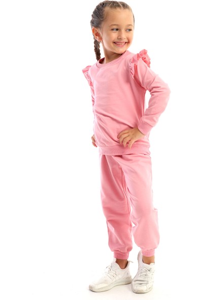 Zepkids Kız Çocuk Omuzları Fırfır Detaylı Ikili Takım 3-12 Yaş