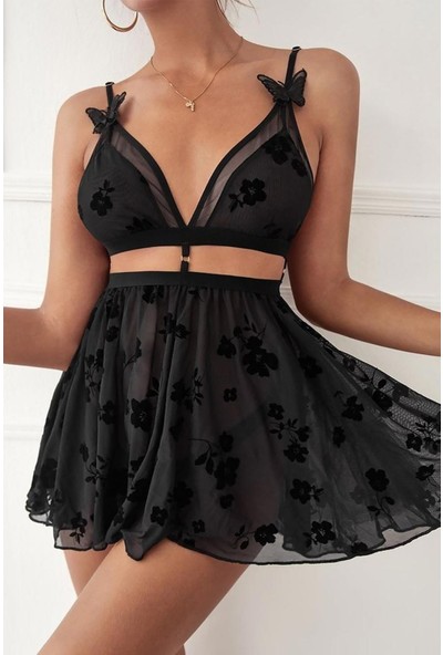 Çeyize Dair Herşey Black Rosa Trend Tül Gecelik 6155 Çeyize Dair Herşey Black Rosa Trend Tül Gecelik 6155