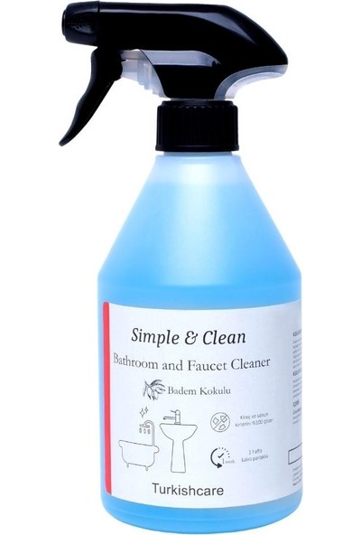 Simple & Clean Armatür Banyo ve Kireç Sökücü Temizleyici Sprey 500 ml + Sünger Simple & Clean Armatür Banyo ve Kireç Sökücü Temizleyici Sprey 500 ml + Sünger