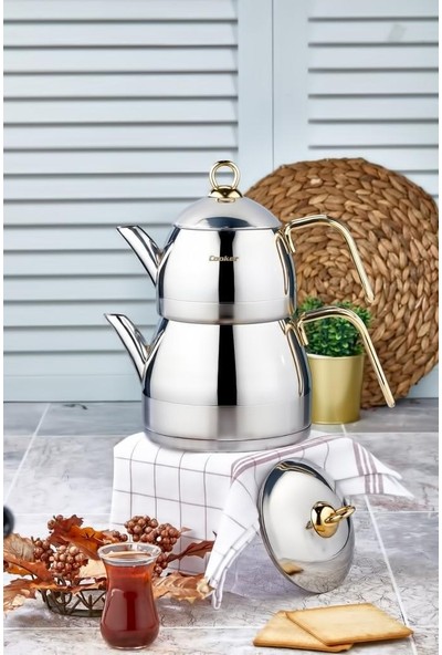 Cooker Mını Boy Çelik Çaydanlık Gold CKR2918 Cooker Mını Boy Çelik Çaydanlık Gold CKR2918