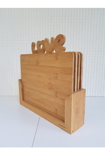 Gülruli 4'lü Bambu Kesme Tahtası Love