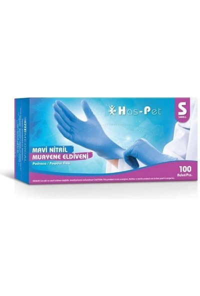 Haspet Mavi Nitril Small Pudrasız Eldiven Haspet Mavi Nitril Small Pudrasız Eldiven
