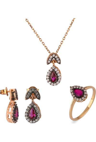 Cahide Jewellery Altın Elmas Yakut Set