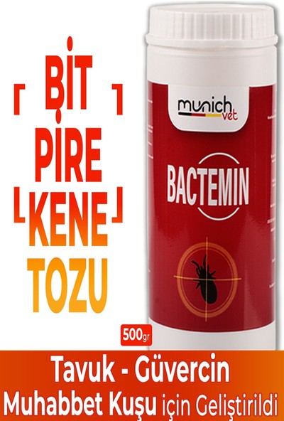 Munich Vet Bactemin Kuşlar Için Bit-Pire ve Kene Tozu 500 gr Munich Vet Bactemin Kuşlar Için Bit-Pire ve Kene Tozu 500 gr