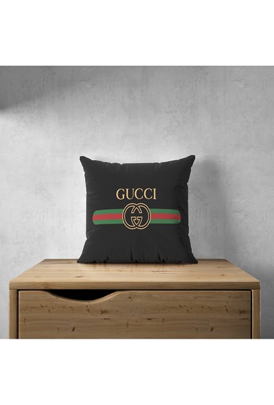 Doruklar Home Collection Çift Yüz Baskılı Şerit Gucci Desenli Kırlent Kılıfı