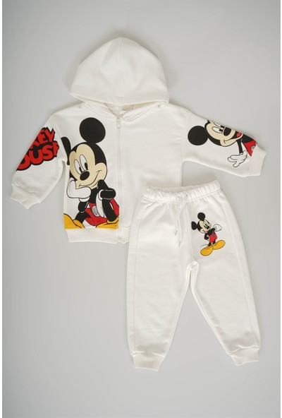 Miniko Kids Mickey Kapşonlu Fermuarlı Eşofman Takımı