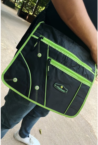Siyah Renk Yeşil Desenli Spor Erkek Omuz Çanta Siyah Renk Yeşil Desenli Spor Erkek Omuz Çanta