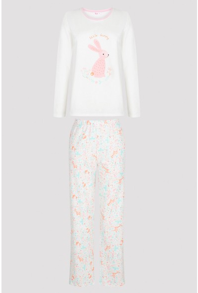 Penti Beyaz Little Bunny Pantolon Pijama Takımı