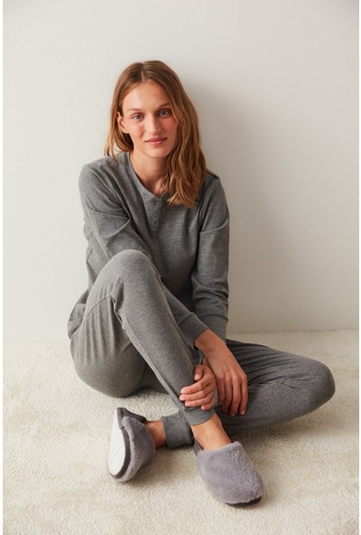 Penti Relax Dark Rib Pijama Takımı Penti Relax Dark Rib Pijama Takımı