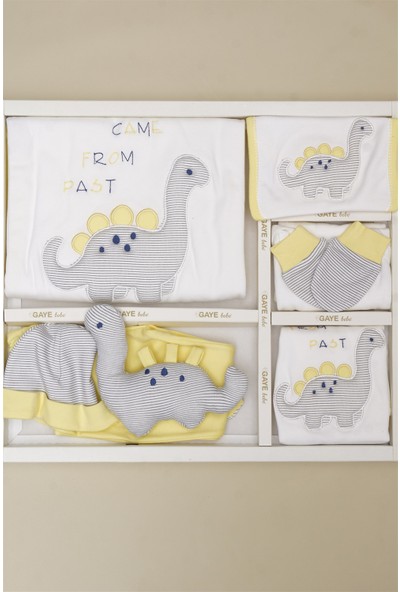 680-ERKEK Bebek Dinozorlu 10LU Hastane Çıkışı Sarı