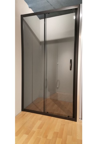 Nbm Iki Duvar Arası Siyah Alüminyum Çerçeveli 5mm Temperli Füme Cam H:190 cm Duşakabin