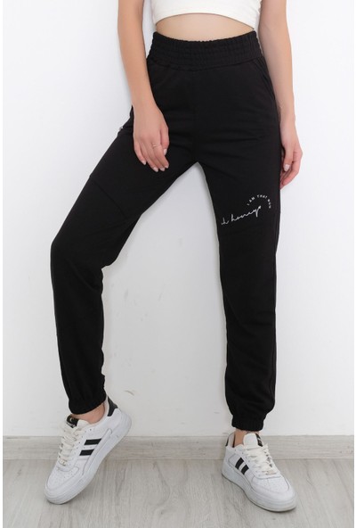 Baskılı Eşofman Altı Siyah - 330221.1608.