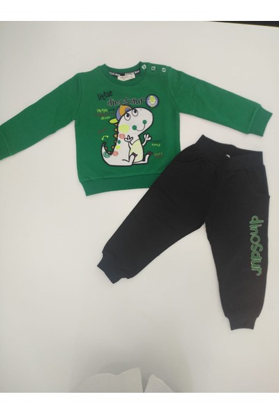 Breeze Livadamoda Breeze Erkek Bebek Eşofman Takımı Dinazor Nakışlı Yeşil