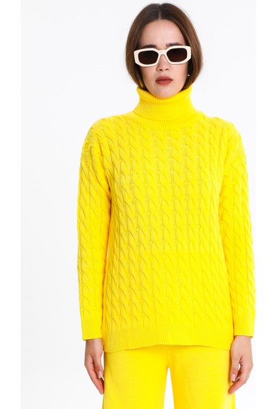 World Moda Days Boğazlı Örgü Desenli Triko Kazak World Moda Days Boğazlı Örgü Desenli Triko Kazak