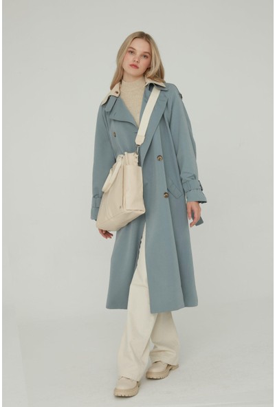 Manuka Cool Çift Yakalı Trençkot Indigo Manuka Cool Çift Yakalı Trençkot Indigo