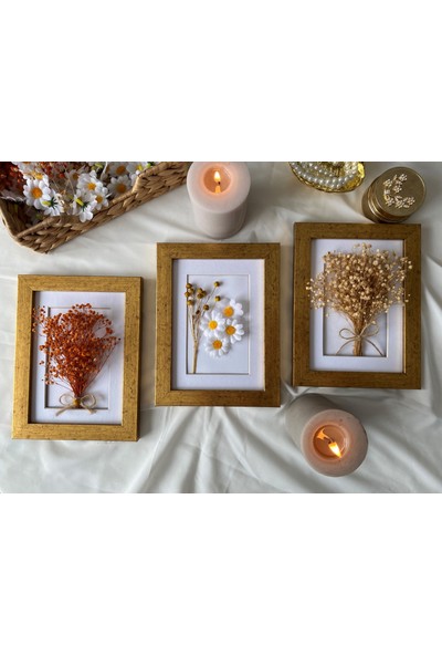 CN Design Gold Rengi Özel Tasarım Üçlü Çiçek Çerçeve