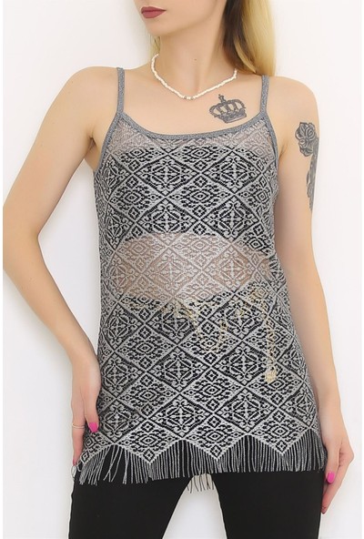 Aliz Moda Ip Askılı Atlet Bluz Gri - 9816.107. Aliz Moda Ip Askılı Atlet Bluz Gri - 9816.107.