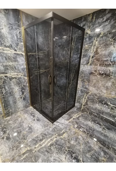 Nbm Siyah Çerçeveli 5mm Füme Temperli H:190 cm Köşe Duşakabin