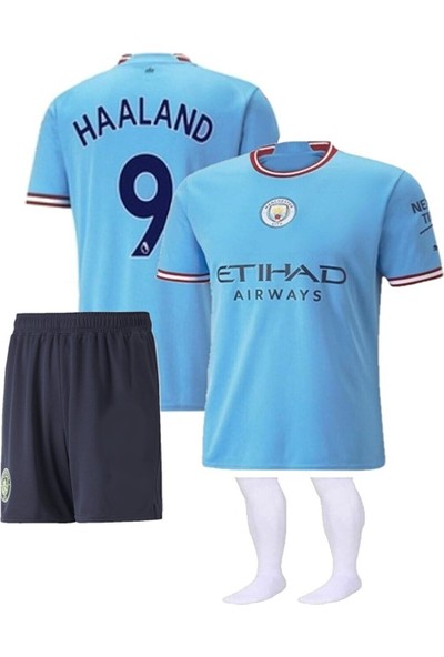 Hnsport Çocuk Manchester City Haaland Forması + Şort+Çorap 3lü Set Hnsport Çocuk Manchester City Haaland Forması + Şort+Çorap 3lü Set