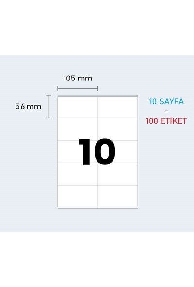 Etkin Etiket A4 Etiket - Kendinden Yapışkanlı - Lazer Etiket - 105 x 56 mm - 10 Sayfa - 100 Etiket Etkin Etiket A4 Etiket - Kendinden Yapışkanlı - Lazer Etiket - 105 x 56 mm - 10 Sayfa - 100 Etiket